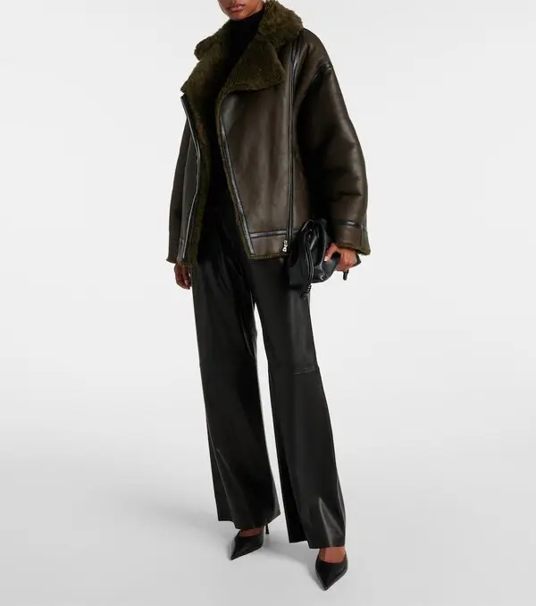 Nour Hammour Jacqueline Shearling-trimmed Leather Jacket