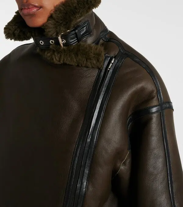 Nour Hammour Jacqueline Shearling-trimmed Leather Jacket