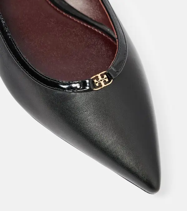 Tory Burch Double T Leather Ballet Flats