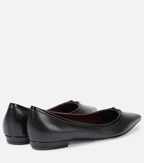 Tory Burch Double T Leather Ballet Flats