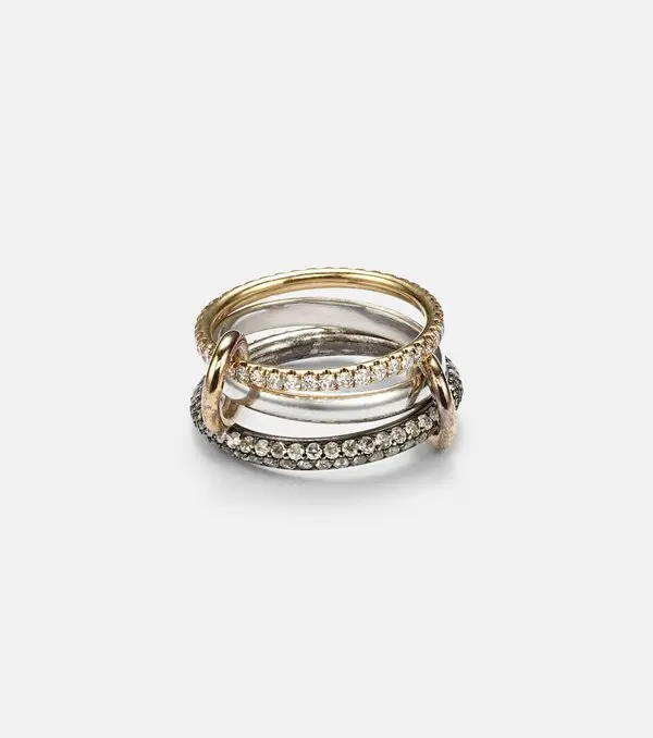 SPINELLI KILCOLLIN Scorpio Linked Rings With Diamonds In Gold And Silver - Multicoloured