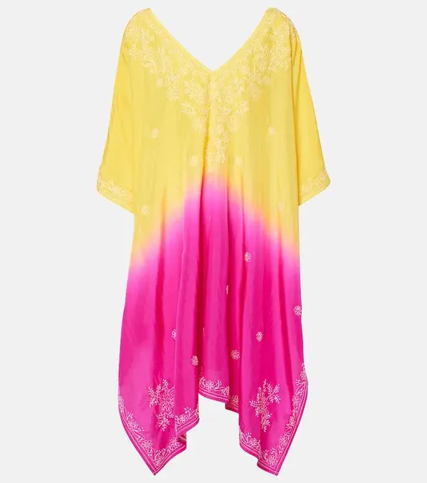 JULIET DUNN Embroidered Ombre Silk Kaftan - Multicoloured