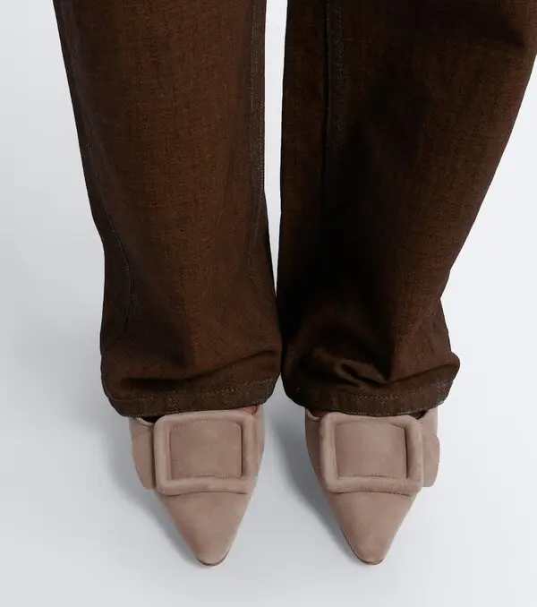 Manolo Blahnik Maysale 70 Suede Mules - Brown