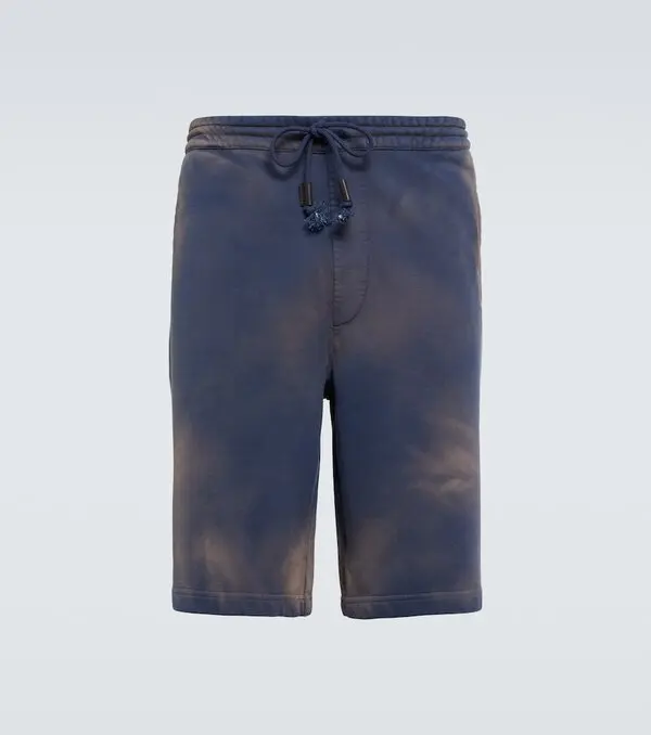 Loewe Cotton Jersey Shorts With Embroidery In Washed Indigo - Blue