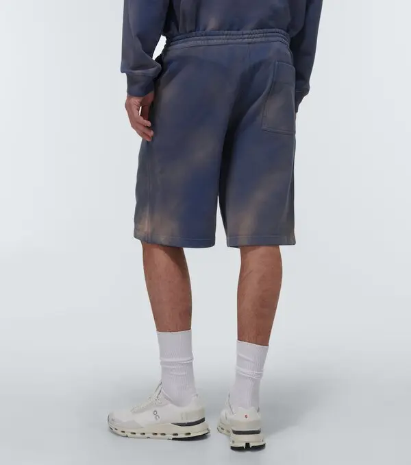 Loewe Cotton Jersey Shorts With Embroidery In Washed Indigo