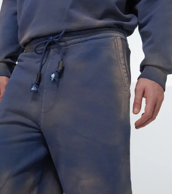 Loewe Cotton Jersey Shorts With Embroidery In Washed Indigo