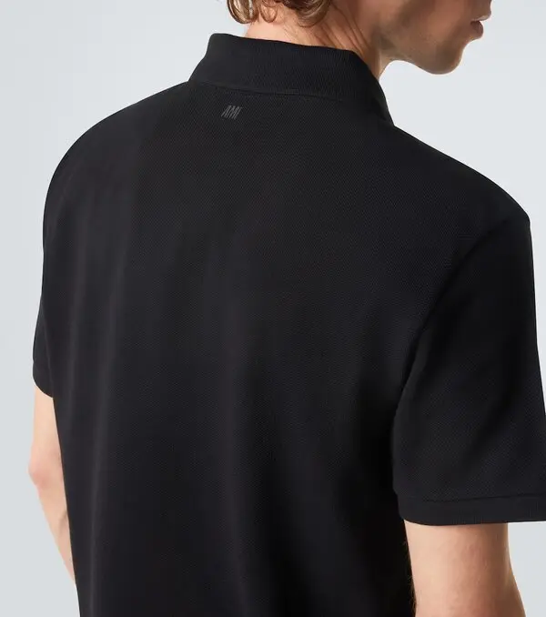 AMI Paris De Cour Cotton Pique Polo Shirt - Black