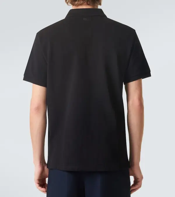 AMI Paris De Cour Cotton Pique Polo Shirt - Black
