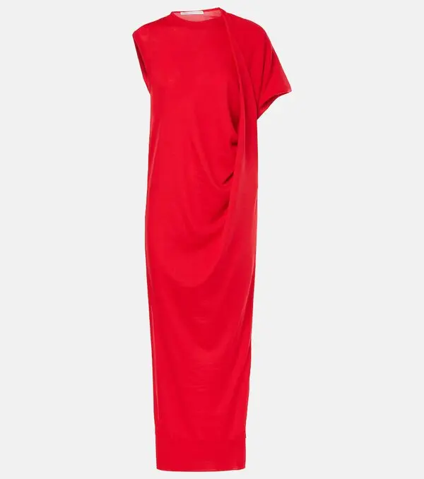 Stella McCartney Draped Wool Maxi Dress - Red
