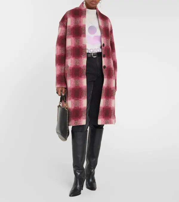 MARANT ETOILE Gabriel Checked Wool-blend Coat