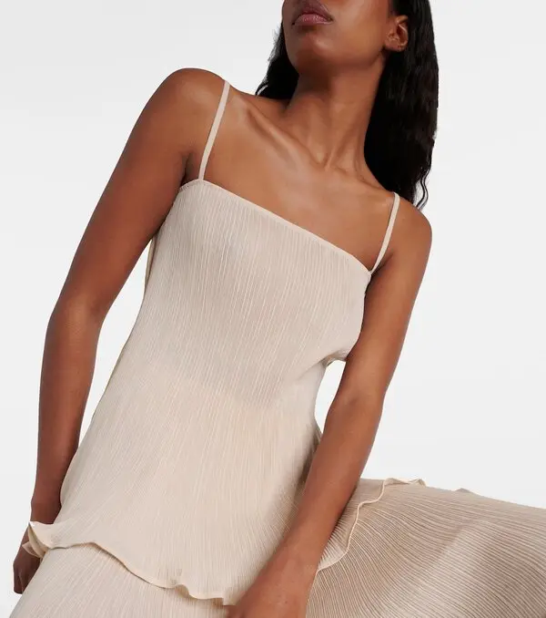TOTEME Ruffled Plissé Camisole - Beige