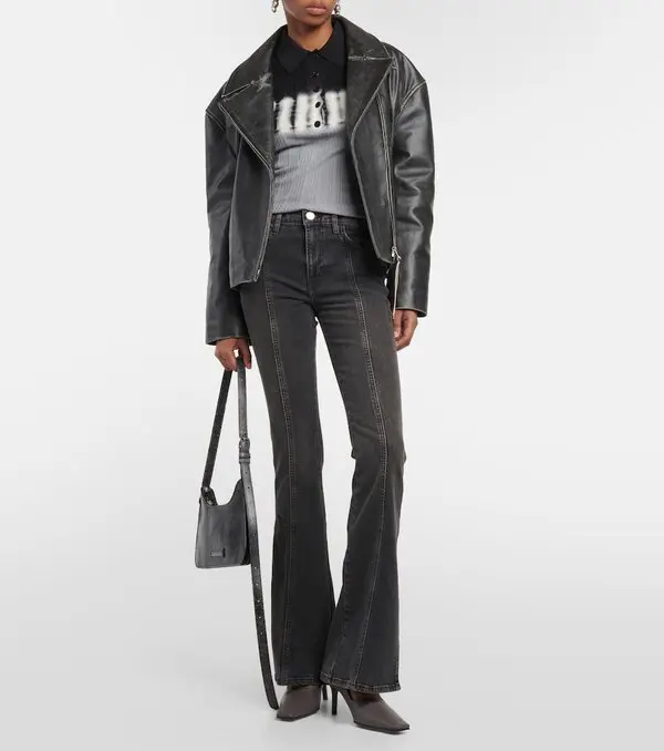 FRAME Le High Flare Jeans In Obsidian