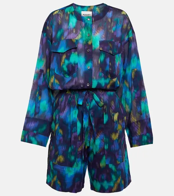 MARANT ETOILE Printed Cotton Playsuit - Multicoloured