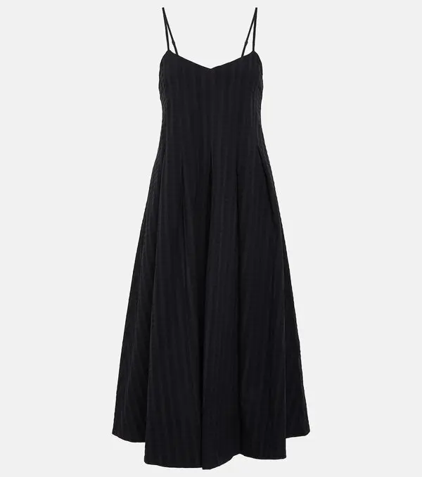 Asceno Kate Cotton Midi Dress - Black