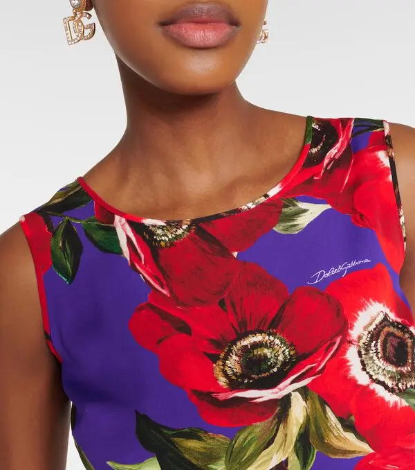 Dolce & Gabbana Anemone Silk-blend Charmeuse Top - Multicoloured