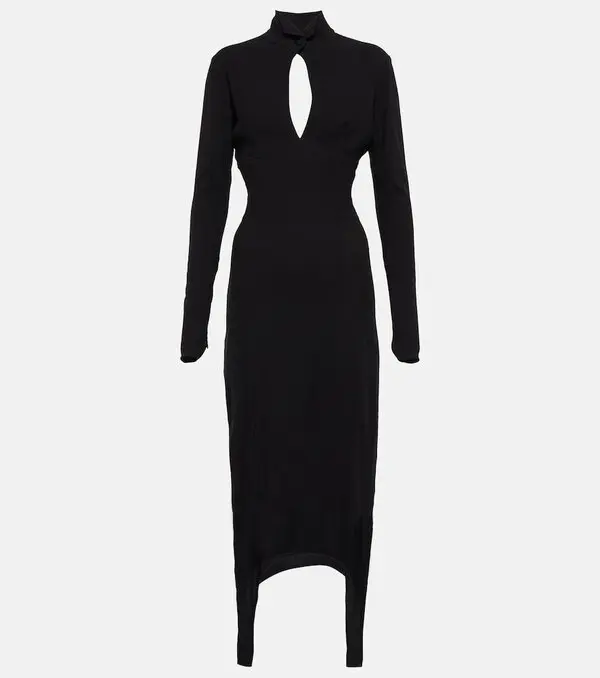 PATOU Cutout Jersey Midi Dress - Black