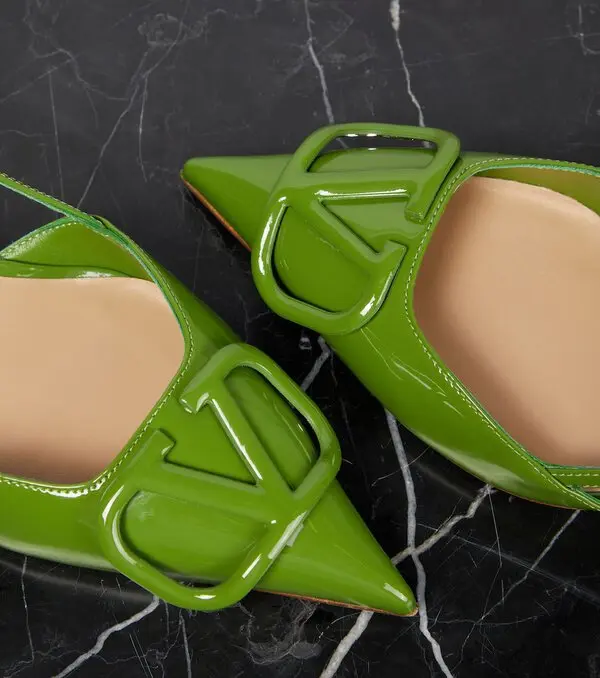 Valentino Garavani Vlogo Patent Leather Slingback Pumps - Green