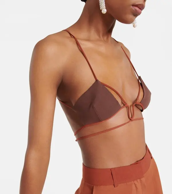 NENSI DOJAKA Cutout Cotton Bra Top