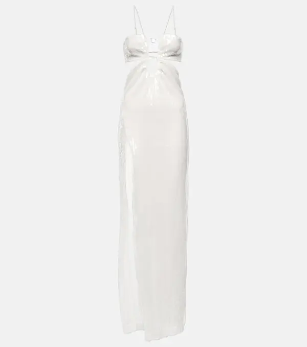 NENSI DOJAKA Bridal Sequined Tulle Gown - Silver
