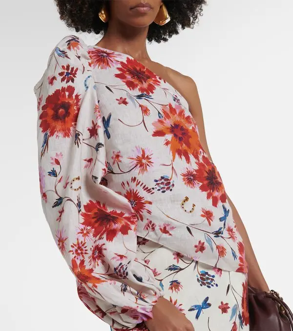 Dorothee Schumacher Floral One-shoulder Linen Top