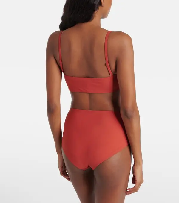 Christopher Esber Embellished Ruched High-rise Bikini Bottoms - Orange