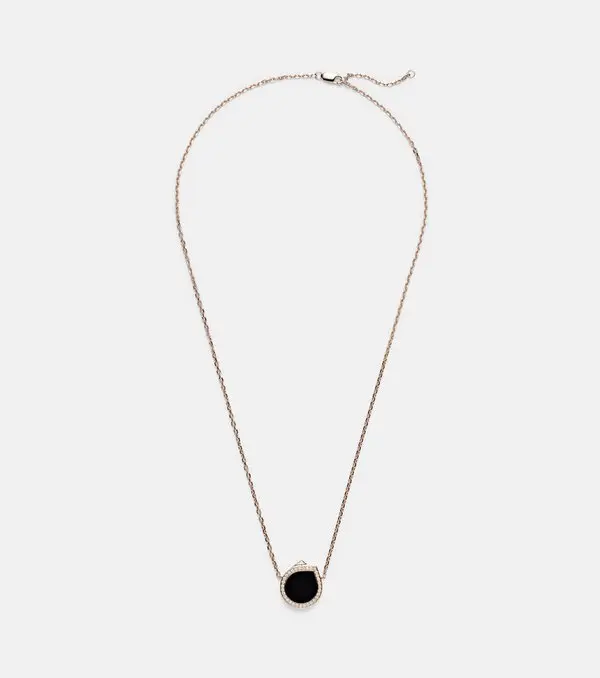 REPOSSI 18kt Rose Gold Pendant Necklace With Onyx And Diamonds - Multicoloured
