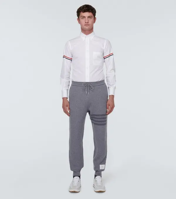 Thom Browne 4-bar Wool-blend Sweatpants - Grey