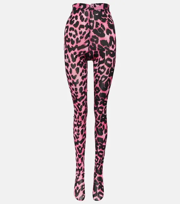 Alex Perry Cadie Leopard-print Tights - Multicoloured
