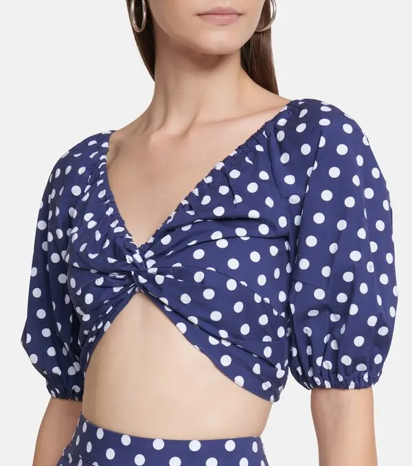 Caroline Constas Rhys Polka Dot Cropped Top
