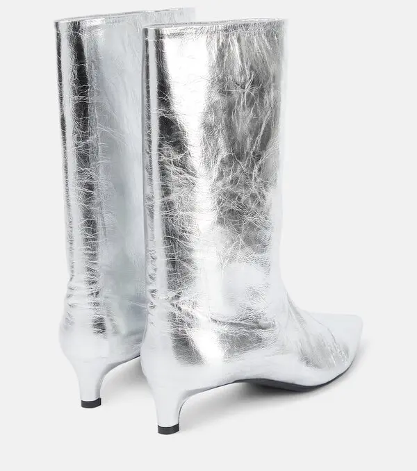 JIL SANDER Metallic Leather Ankle Boots