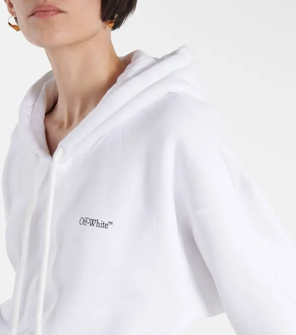 Off-White Cropped Printed Hoodie