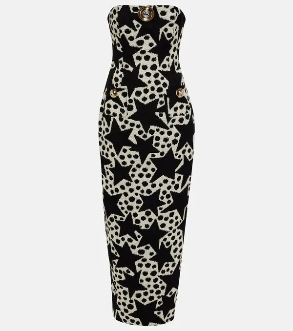AREA Crystal-embellished Jacquard Maxi Dress - Multicoloured