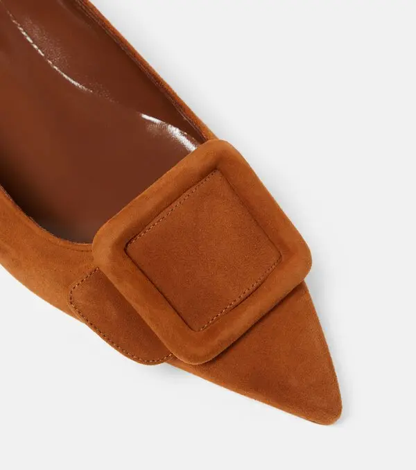 Manolo Blahnik Maysale Suede Ballet Flats - Brown