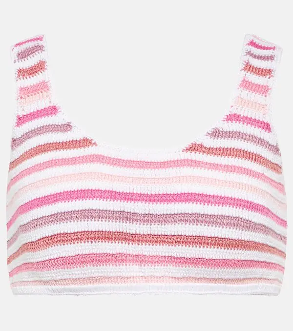Anna Kosturova Striped Crochet Crop Top - Multicoloured