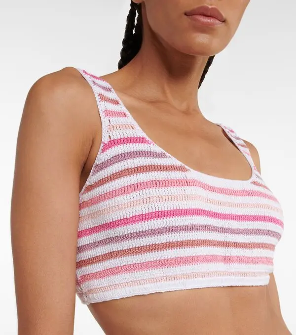 Anna Kosturova Striped Crochet Crop Top