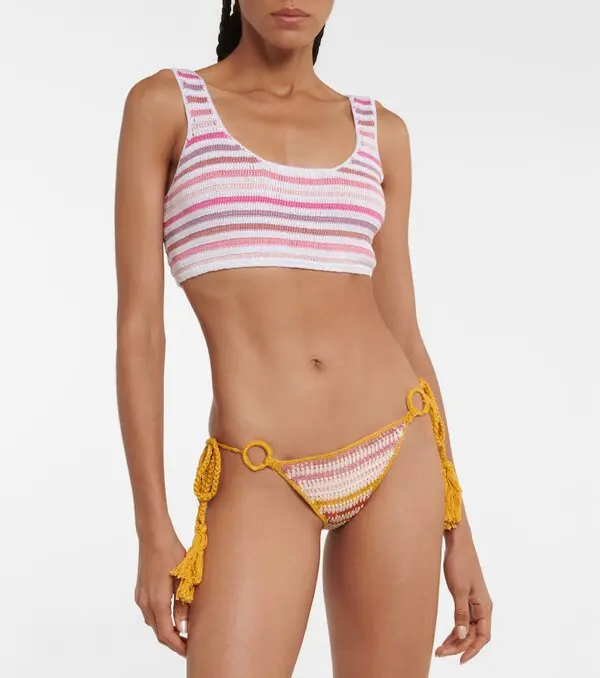 Anna Kosturova Striped Crochet Crop Top