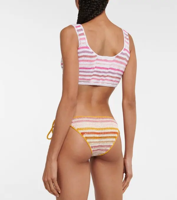 Anna Kosturova Striped Crochet Crop Top