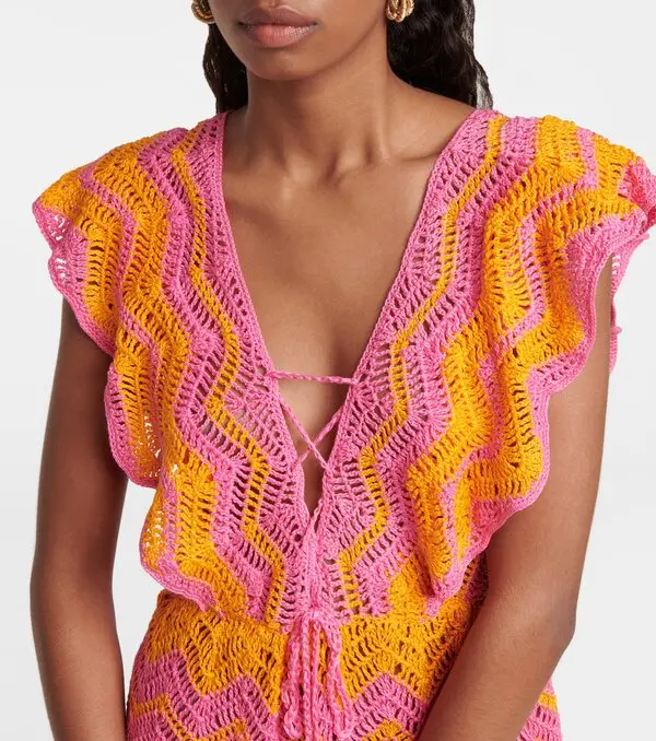Anna Kosturova Melissa Crocheted Cotton Minidress - Multicoloured