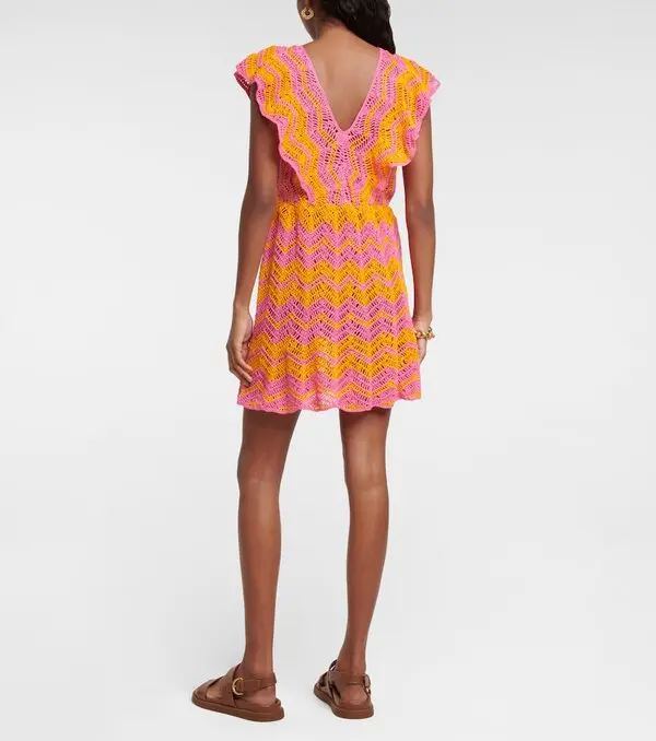 Anna Kosturova Melissa Crocheted Cotton Minidress - Multicoloured