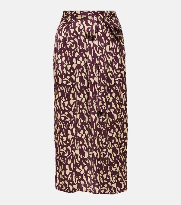 Velvet By Graham & Spencer Juno Printed Satin Midi Skirt - Multicoloured