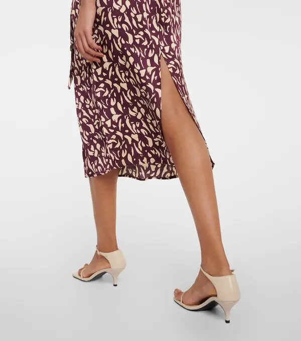 Velvet By Graham & Spencer Juno Printed Satin Midi Skirt - Multicoloured