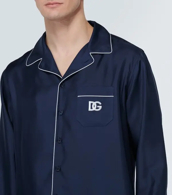 Dolce & Gabbana Embroidered Silk Pajama Shirt
