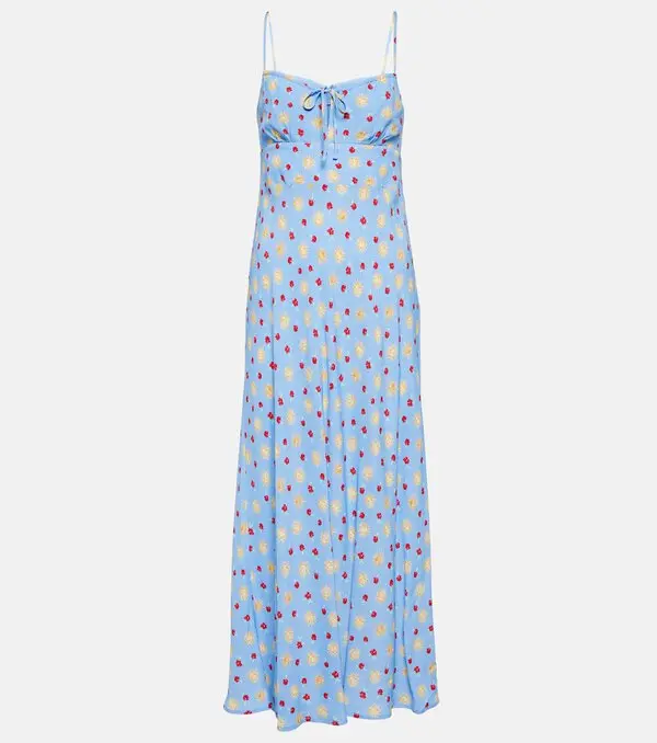 Rixo Lanie Printed Midi Dress In Sun Petal Serenity - Multicoloured