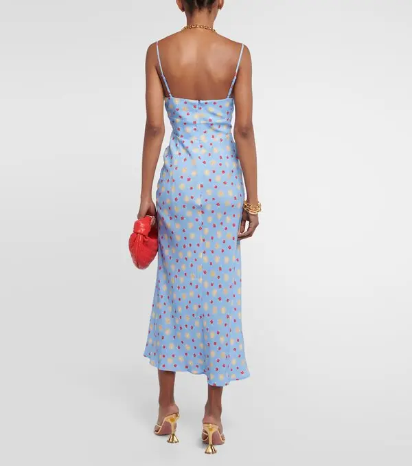 Rixo Lanie Printed Midi Dress In Sun Petal Serenity