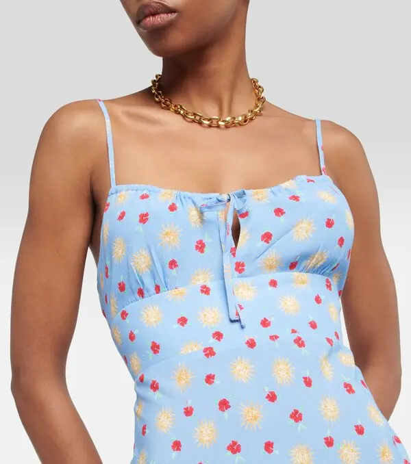 Rixo Lanie Printed Midi Dress In Sun Petal Serenity