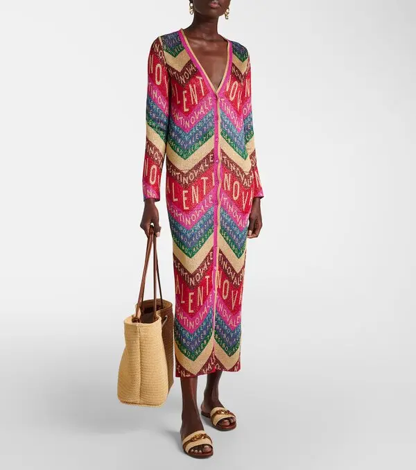 Valentino Garavani Logo Jacquard Midi Dress