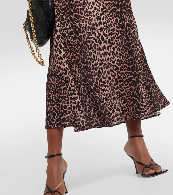 Rixo Attiya Leopard Print Lace Trimmed Slip Dress