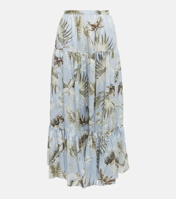 Erdem Olympia Printed Cotton Midi Skirt - Multicoloured
