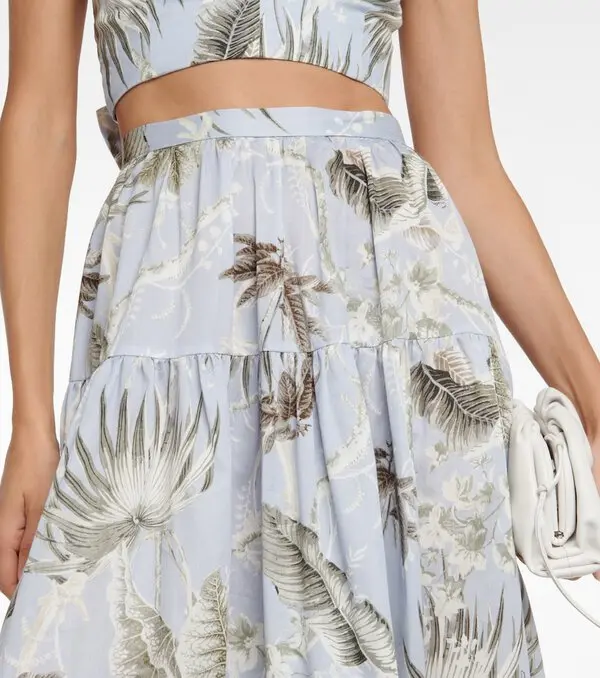 Erdem Olympia Printed Cotton Midi Skirt