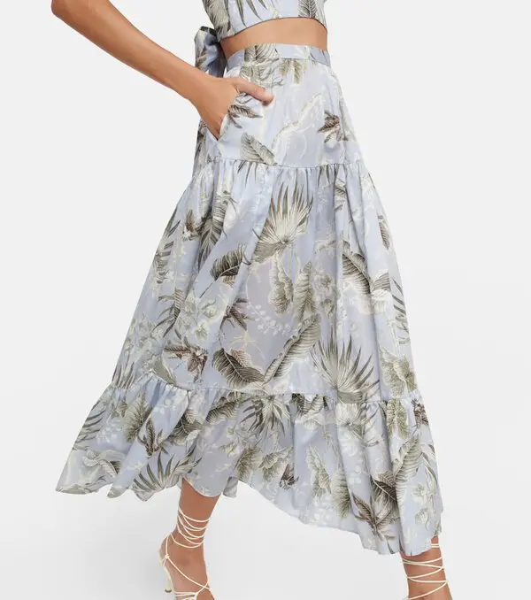 Erdem Olympia Printed Cotton Midi Skirt